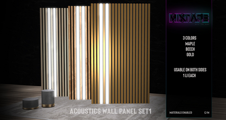Second Life Marketplace - MIXTAPE Decor - acoustics wall panel set 1